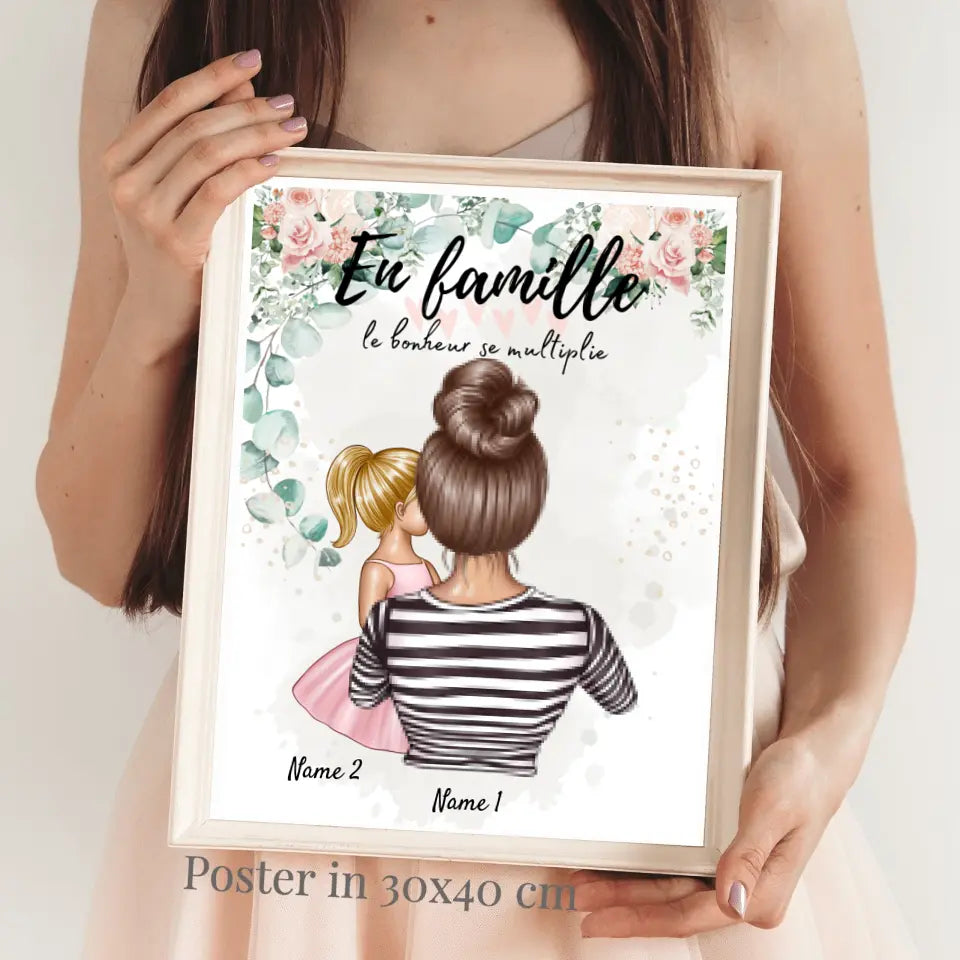 Best Mom, Meilleure maman - Poster Personnalisé (femme avec 1 ou 4 enf ...